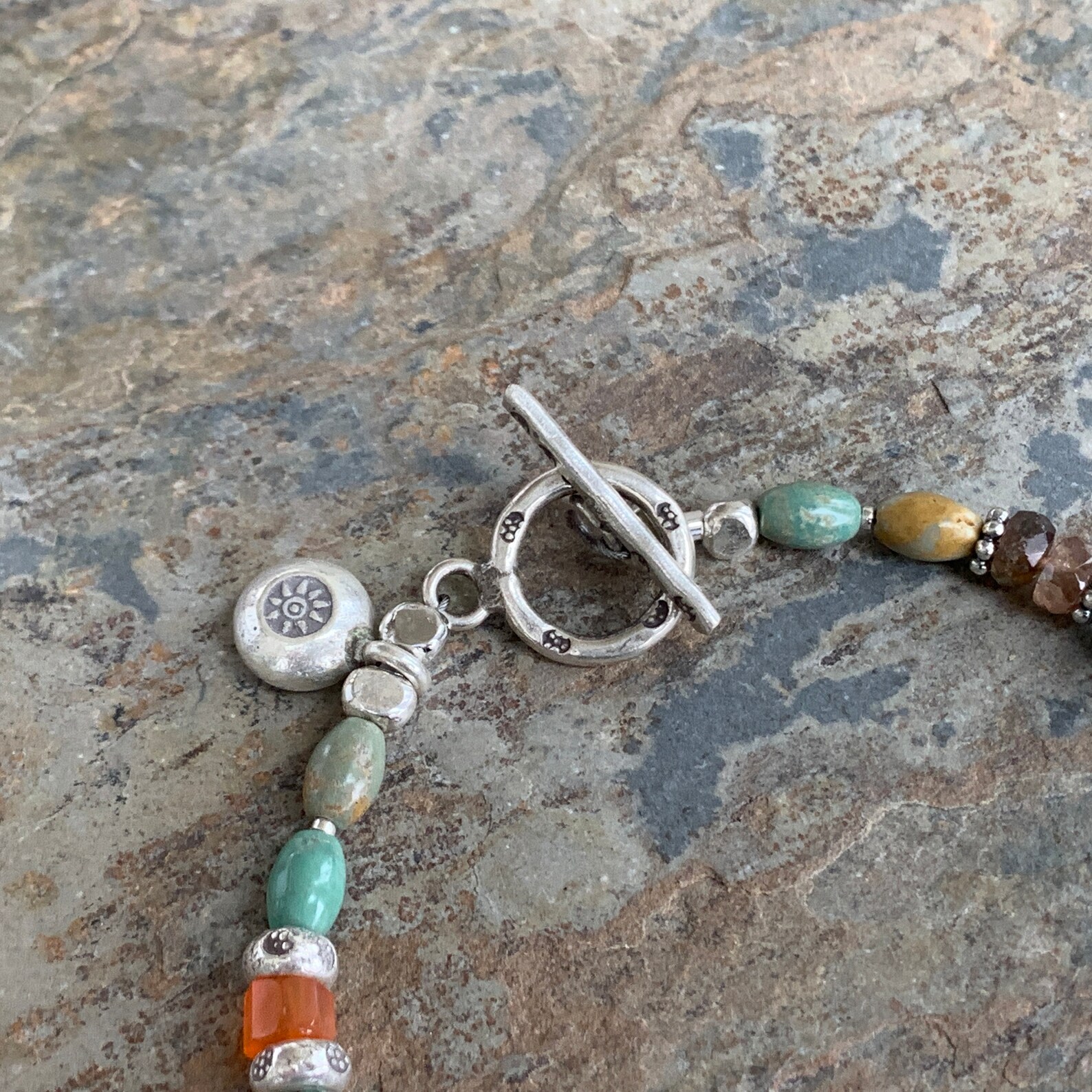 Turquoise, Carnelian and Andalusite Bracelet With Sterling Hill Tribe ...