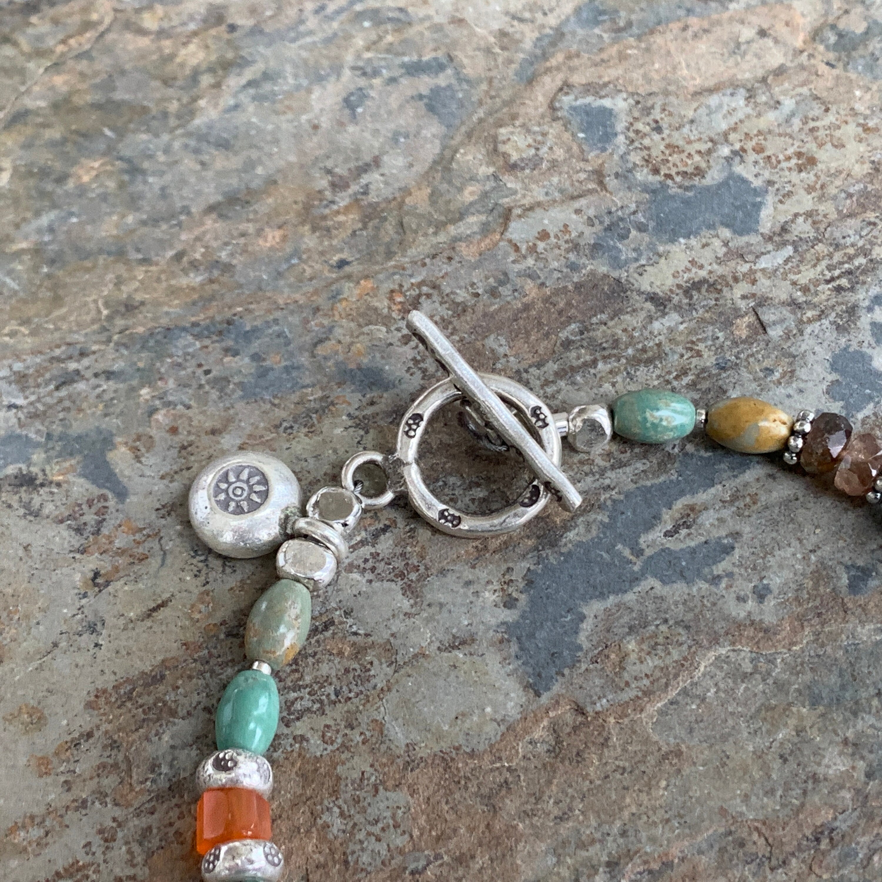 Turquoise, Carnelian and Andalusite Bracelet With Sterling Hill Tribe ...