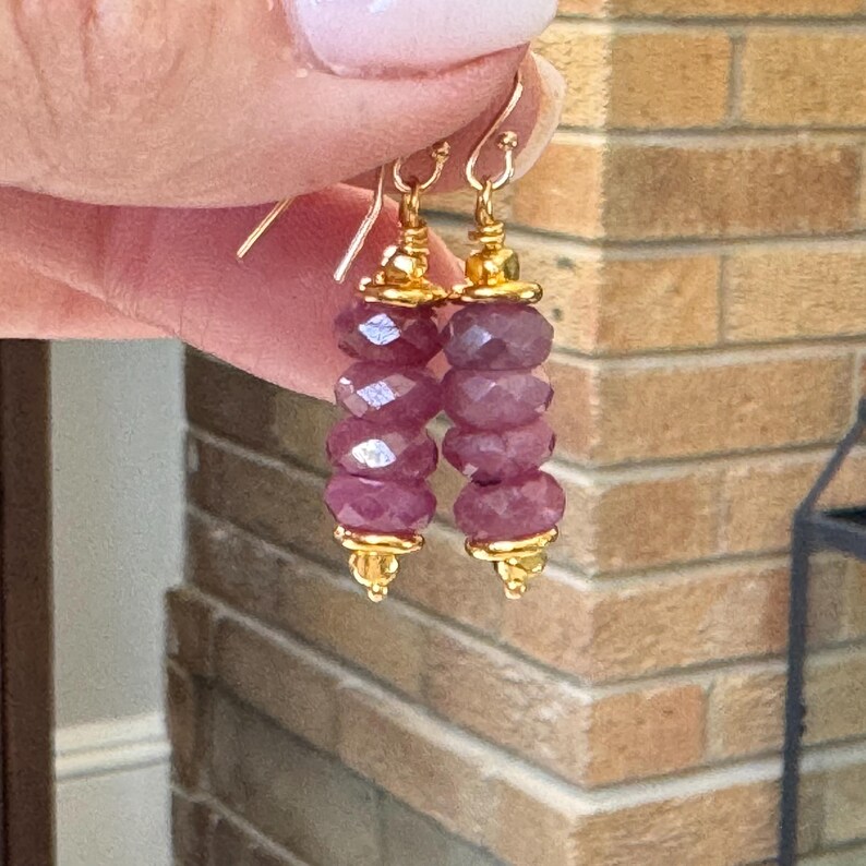 Ruby Earrings With Vermeil Gold, 1.5 Inch - Etsy