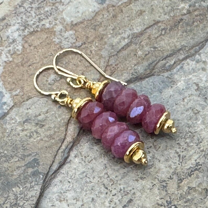 Ruby Earrings With Vermeil Gold, 1.5 Inch - Etsy