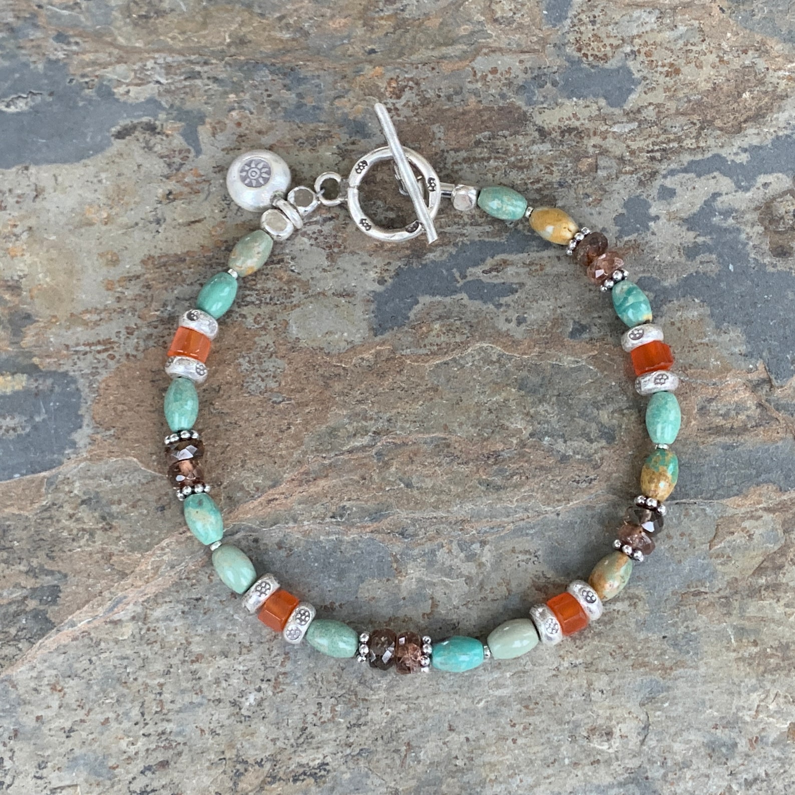 Turquoise, Carnelian and Andalusite Bracelet With Sterling Hill Tribe ...