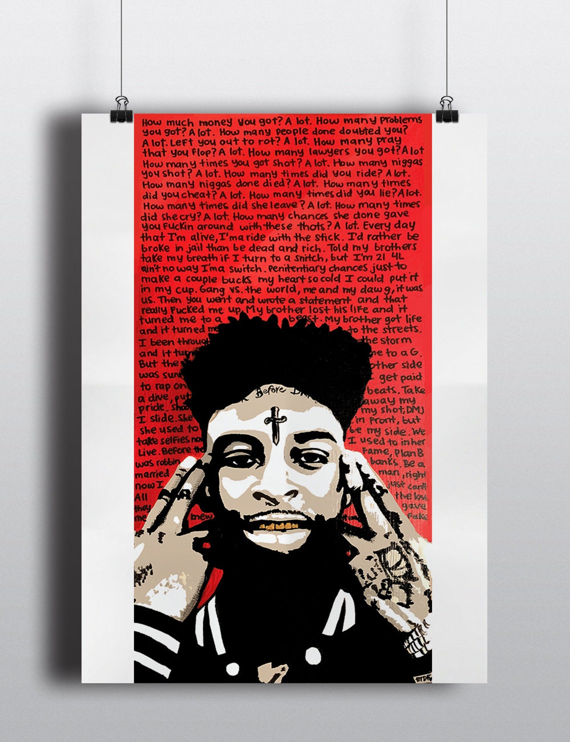21 Savage Poster / 21 Savage Print / Stencil Art / Music - Etsy