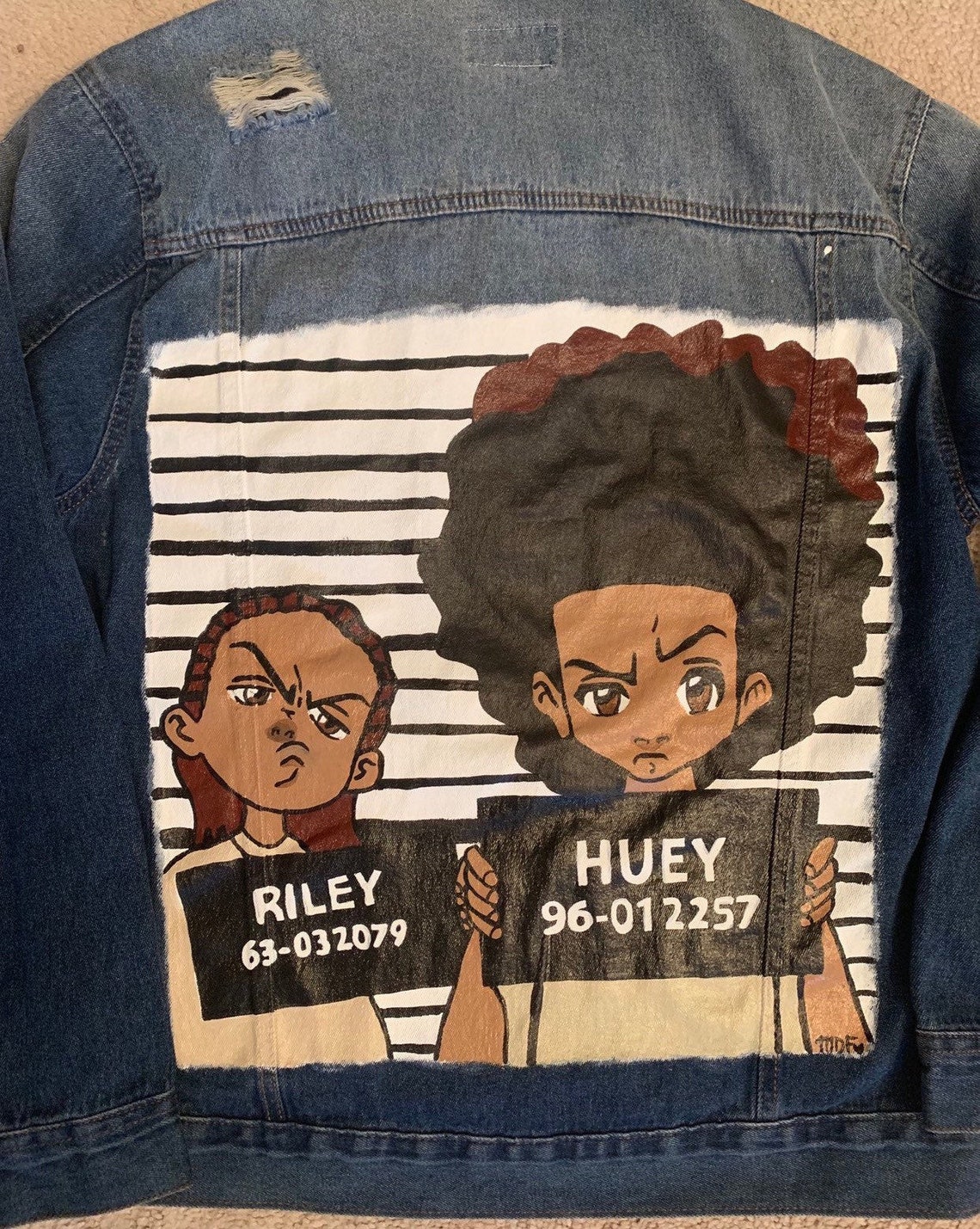 The Boondocks Denim Jacket / Custom Hand Painted Denim Jacket - Etsy