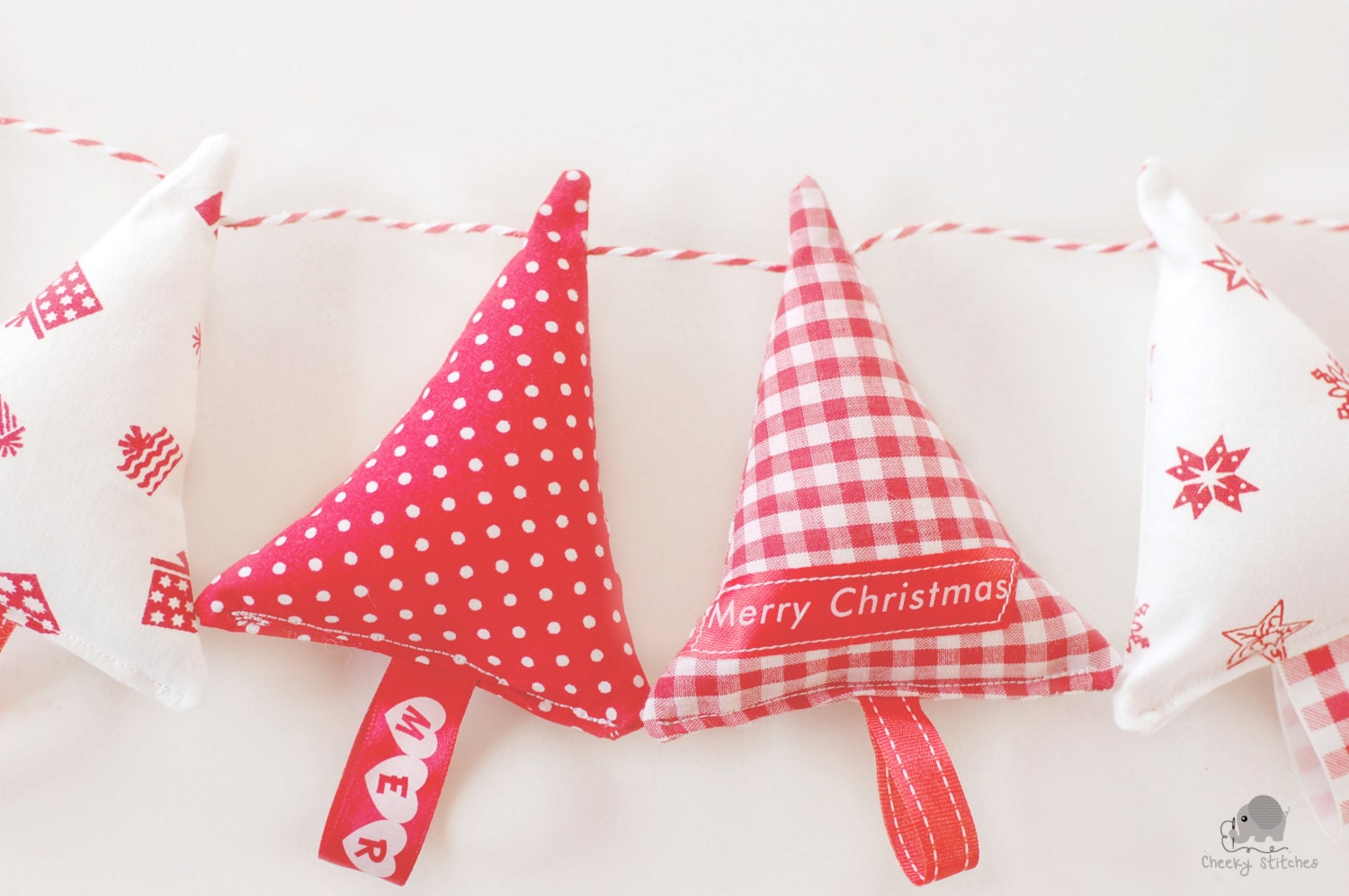 Christmas Tree Garland Fabric Christmas Trees Scandinavian - Etsy