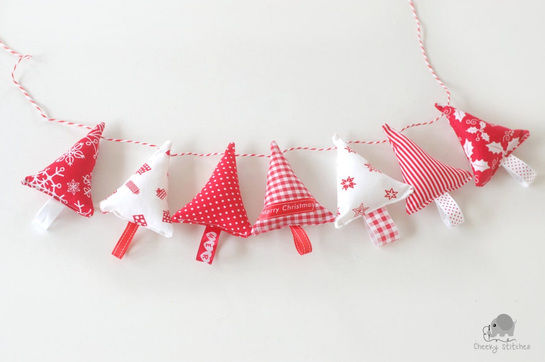 Christmas Tree Garland Fabric Christmas Trees Scandinavian - Etsy