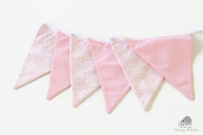 Lace Bunting Pale Pink Dusty Pink Banner Flags Lace Pastel | Etsy