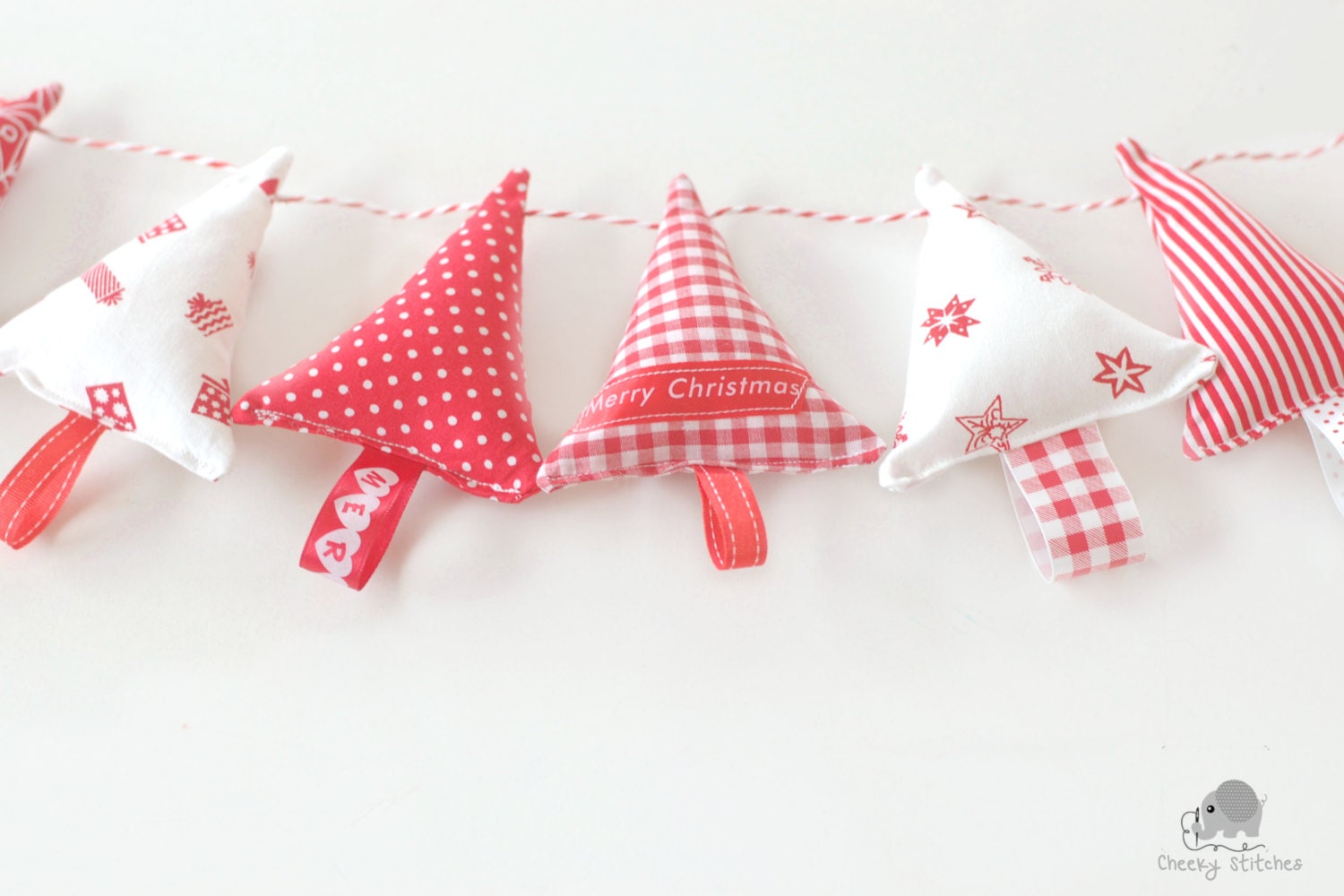 Christmas Tree Garland Fabric Christmas Trees Scandinavian - Etsy