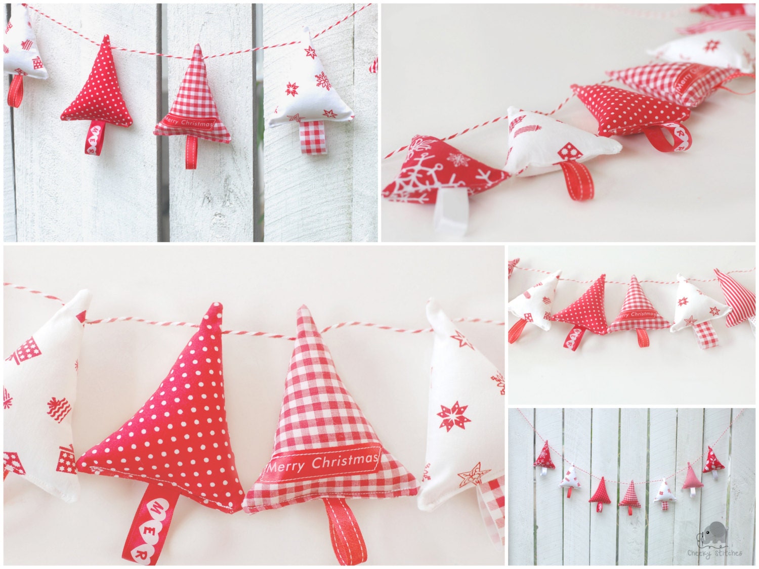 Christmas Tree Garland Fabric Christmas Trees Scandinavian - Etsy