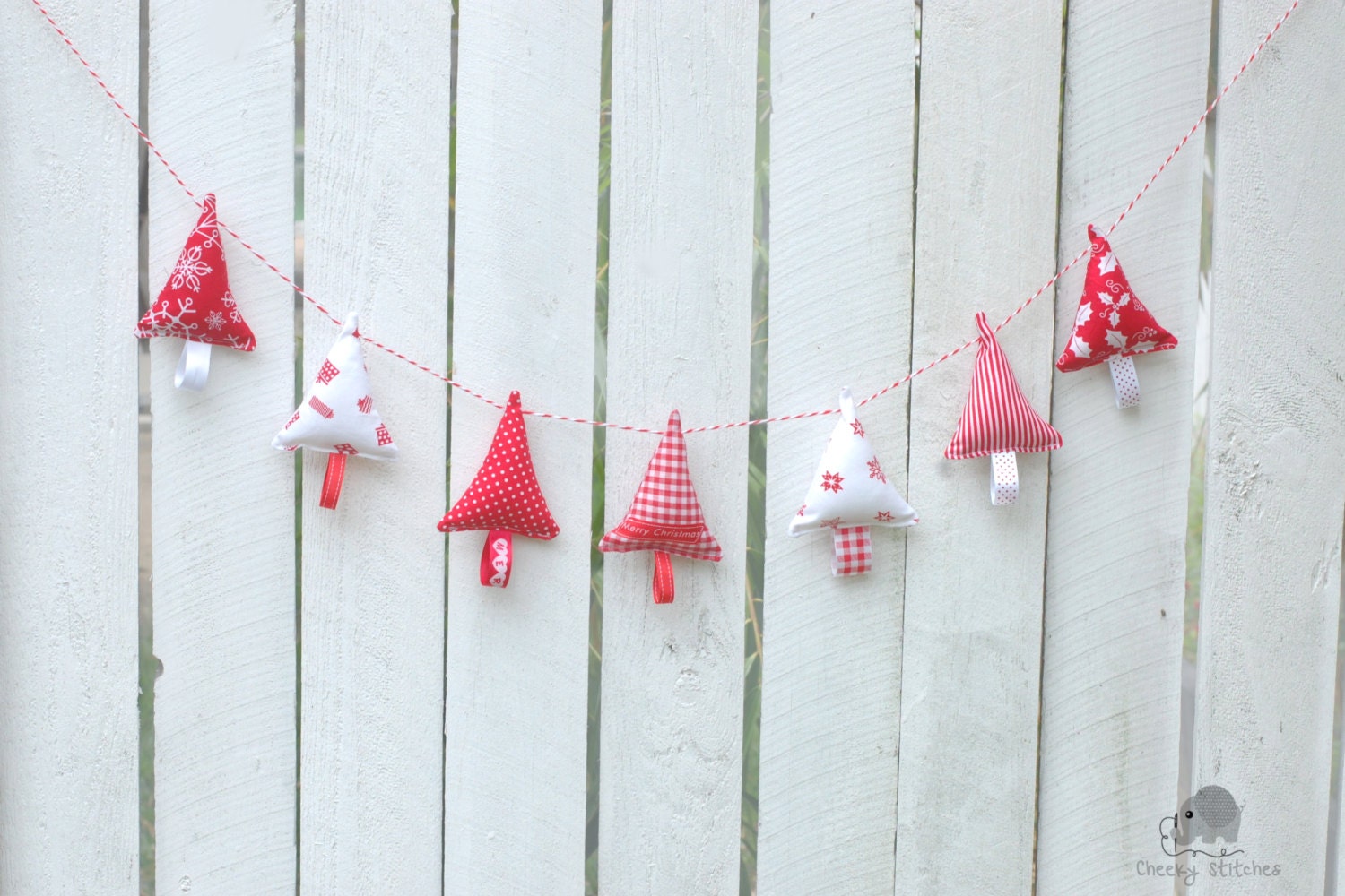 Christmas Tree Garland Fabric Christmas Trees Scandinavian - Etsy