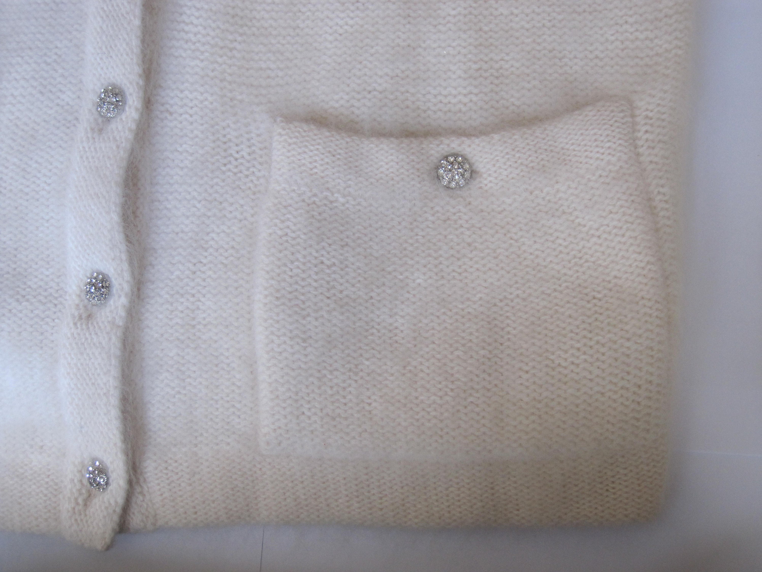 GUCCI VINTAGE SWEATER / Rare White Rabbit Hair Sequined Bow Sweater ...