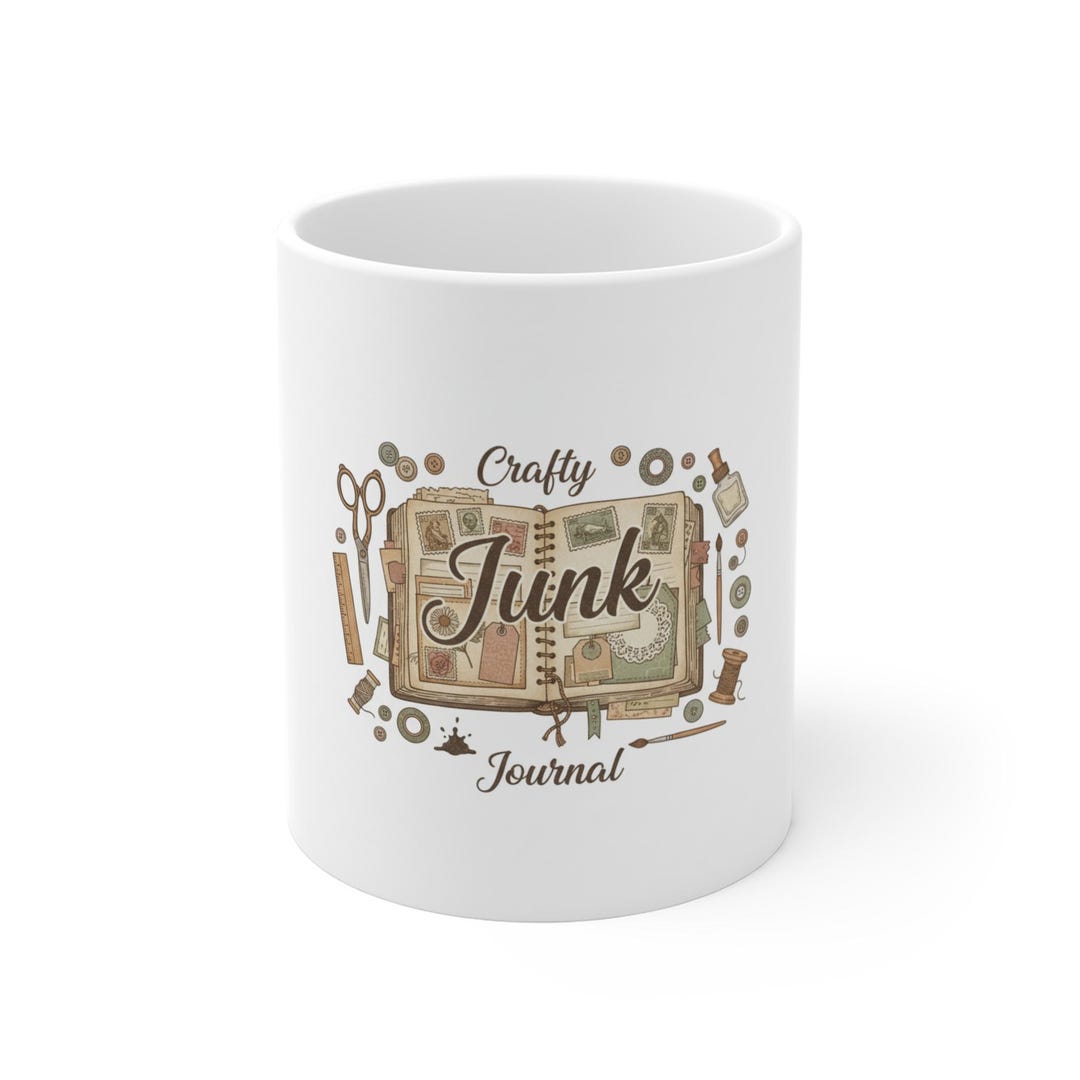 Crafty Junk Journal Mug | Scrapbooking Tools, Vintage Ephemera Coffee ...