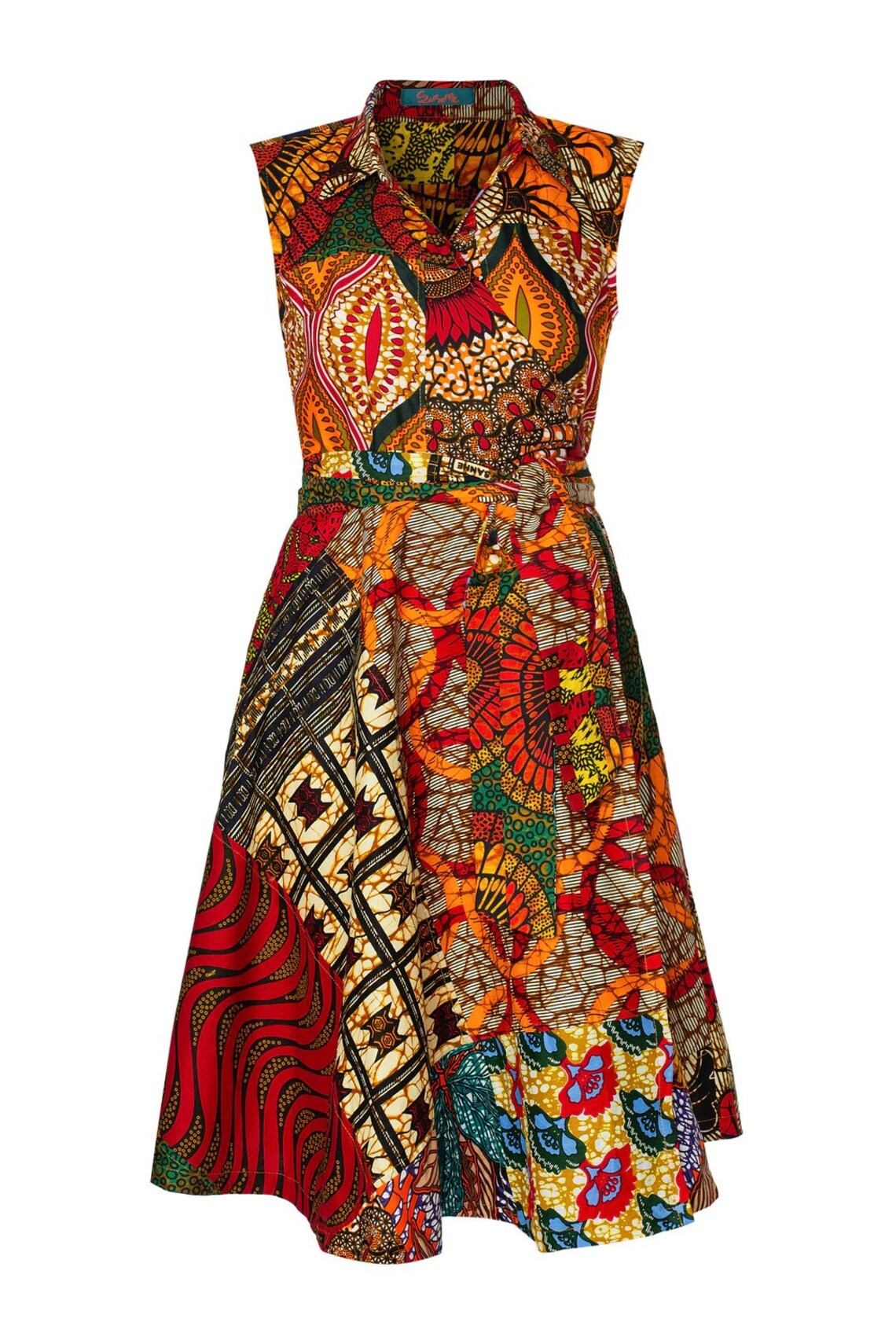 African Wrap Dress Brown Red or Green Print African Wrap Dress Sosome ...