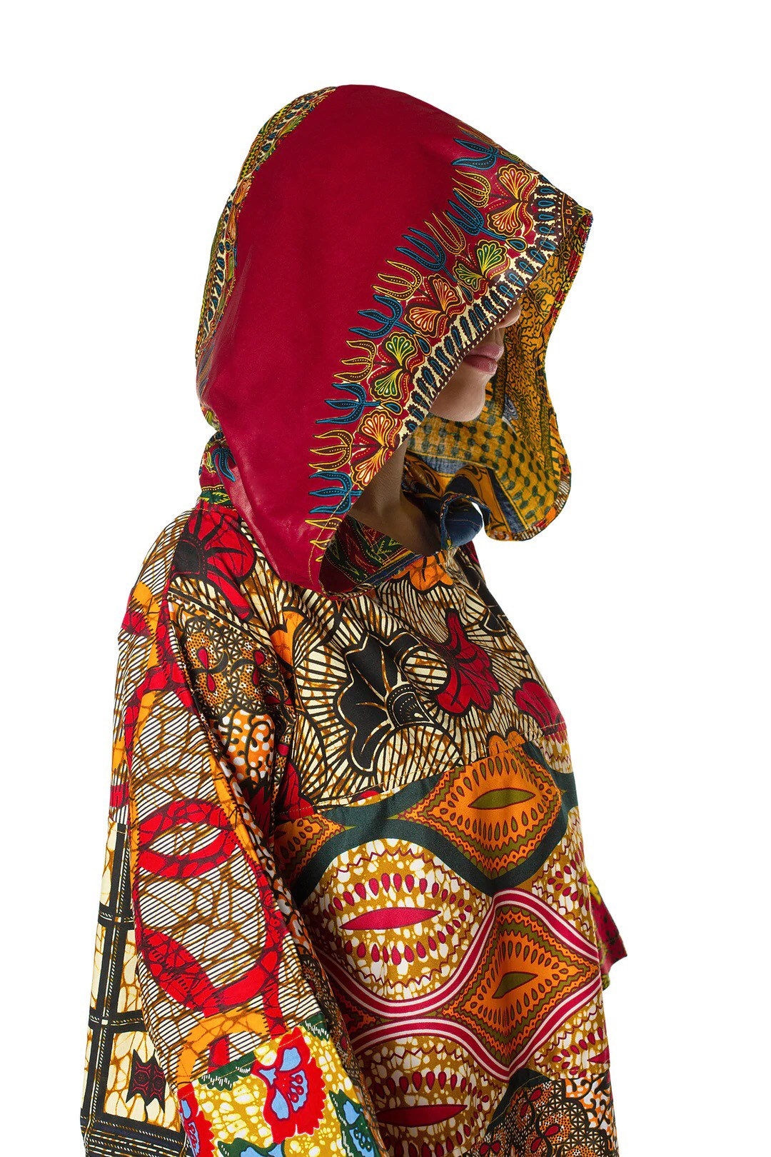 Loose Cotton Red Top, African Print, Unisex Blouse, Adire Hoody, Summer ...