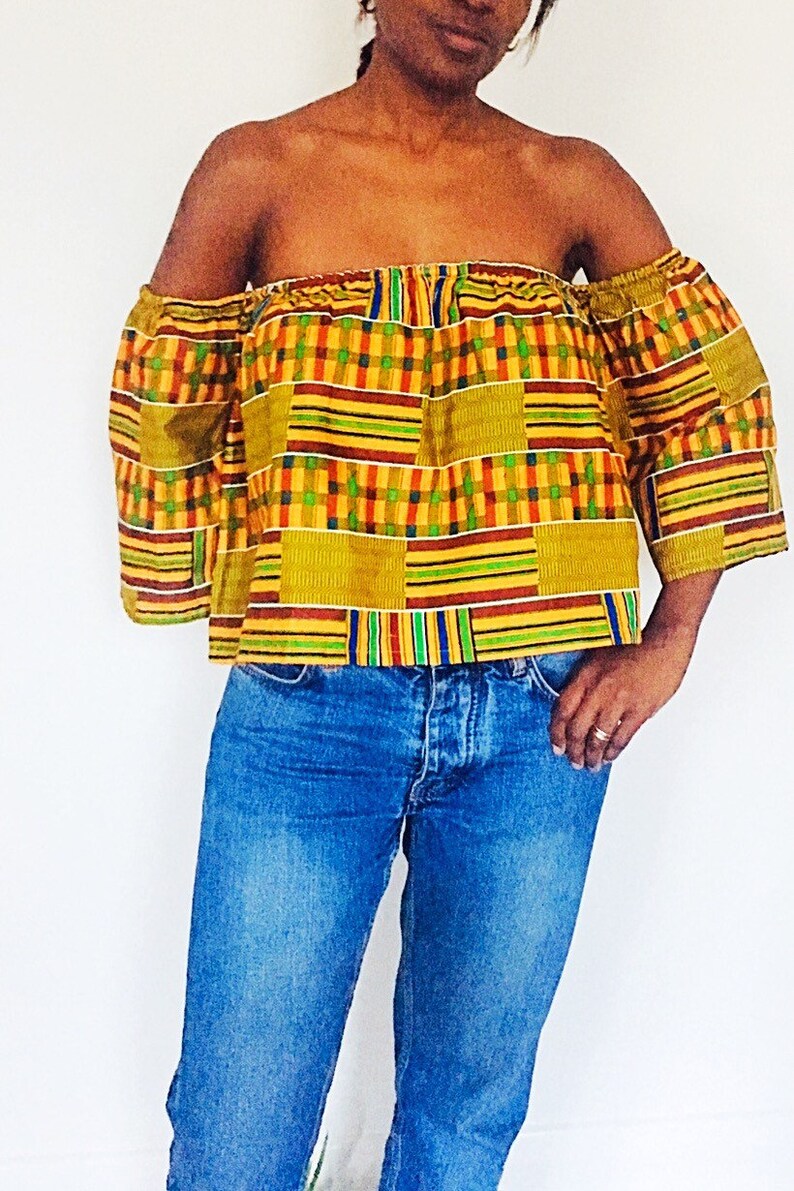Orange Kente Bandeau Tip African Print Crop Top Yellow Off Etsy