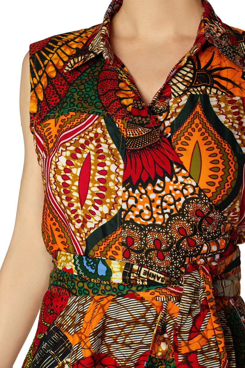 African Wrap Dress Brown Red or Green Print African Wrap Dress Sosome ...