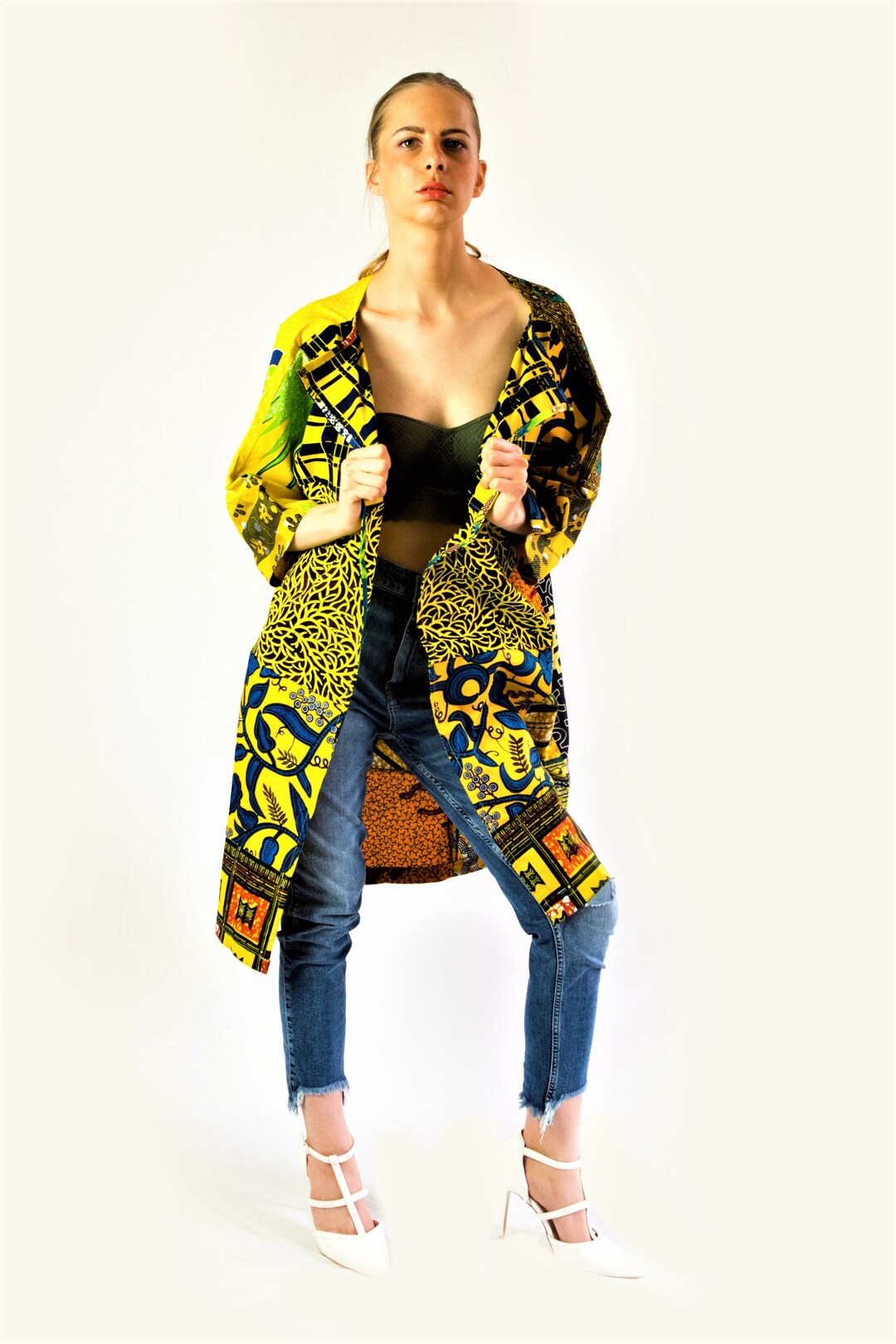 Yellow Long African Jacket - Women’s Stylish Yellow Shirt Jacket - Etsy