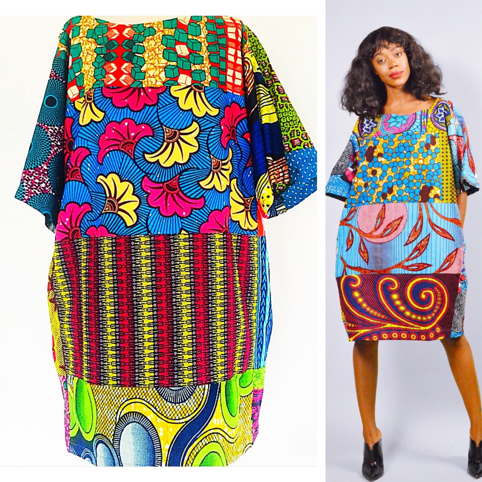 Green Crop Dress Carla, African Print Dress,tunic, Oversized Africa ...