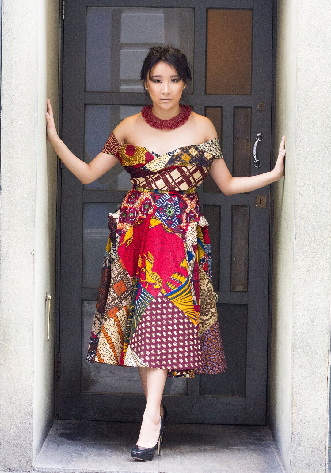 Red African Dress Oris Red Prom Gown African Print Dress - Etsy