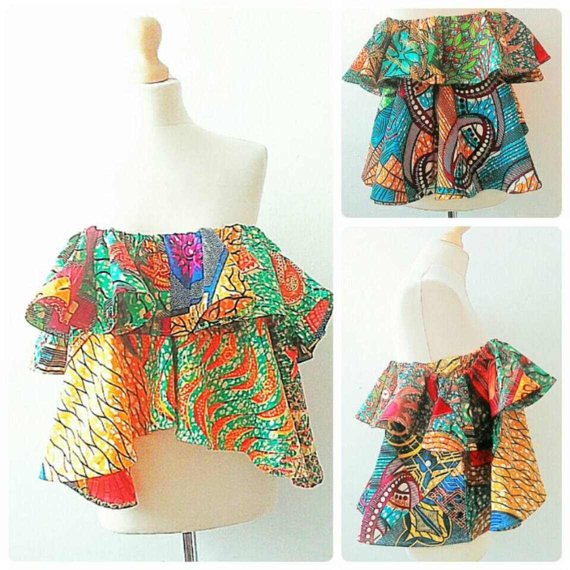 Lia off Shoulder Top, African Print Loose Blouse , African Crop Top ...