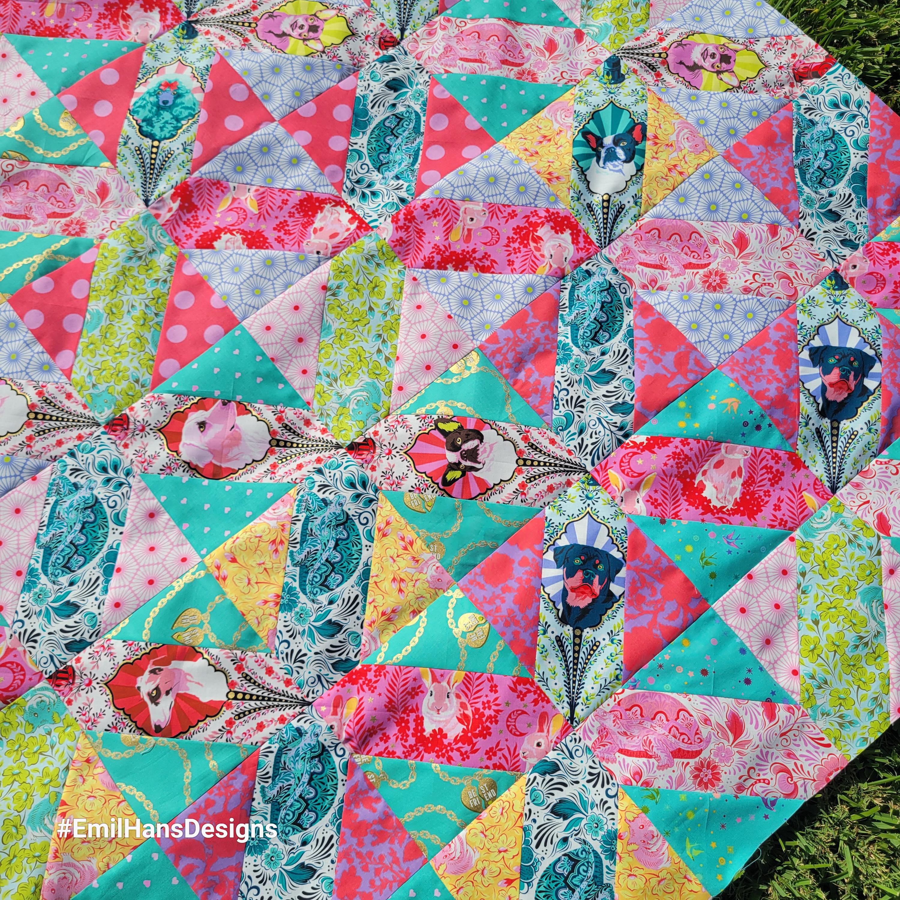 Quilt Top in Tula Pink, Besties and True Colors Fabric. 52 X 58 Inches ...