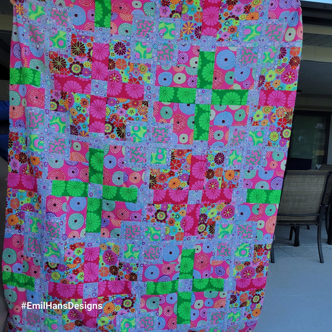 Purple Kaffe Fassett Collective Quilt Top Done in Alternating Steps ...