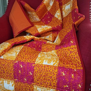 Modern Buffalo Check Quilt in Red, Orange, and Yellow Jungle Paradise ...