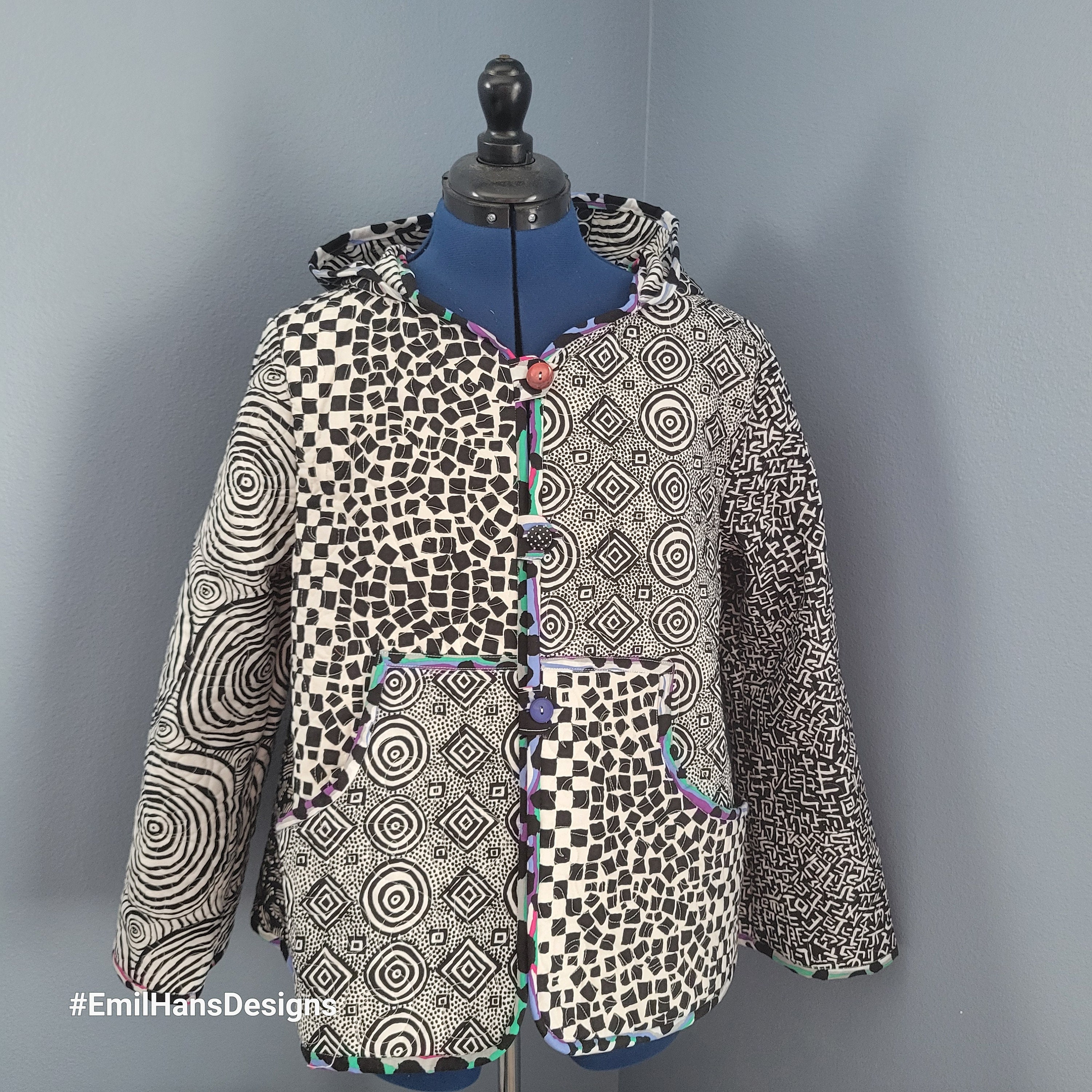 Machine Quilted Hooded or Collar Jacket Made to Order. You Pick 8 ...