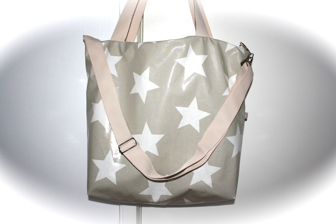 Cool Shopper Made of Oilcloth With Maxi Stars in Beige Taupe Grey - Etsy