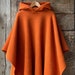 Orange Wool Poncho Cape Hooded With Fringes Orange Poncho Cape Long ...