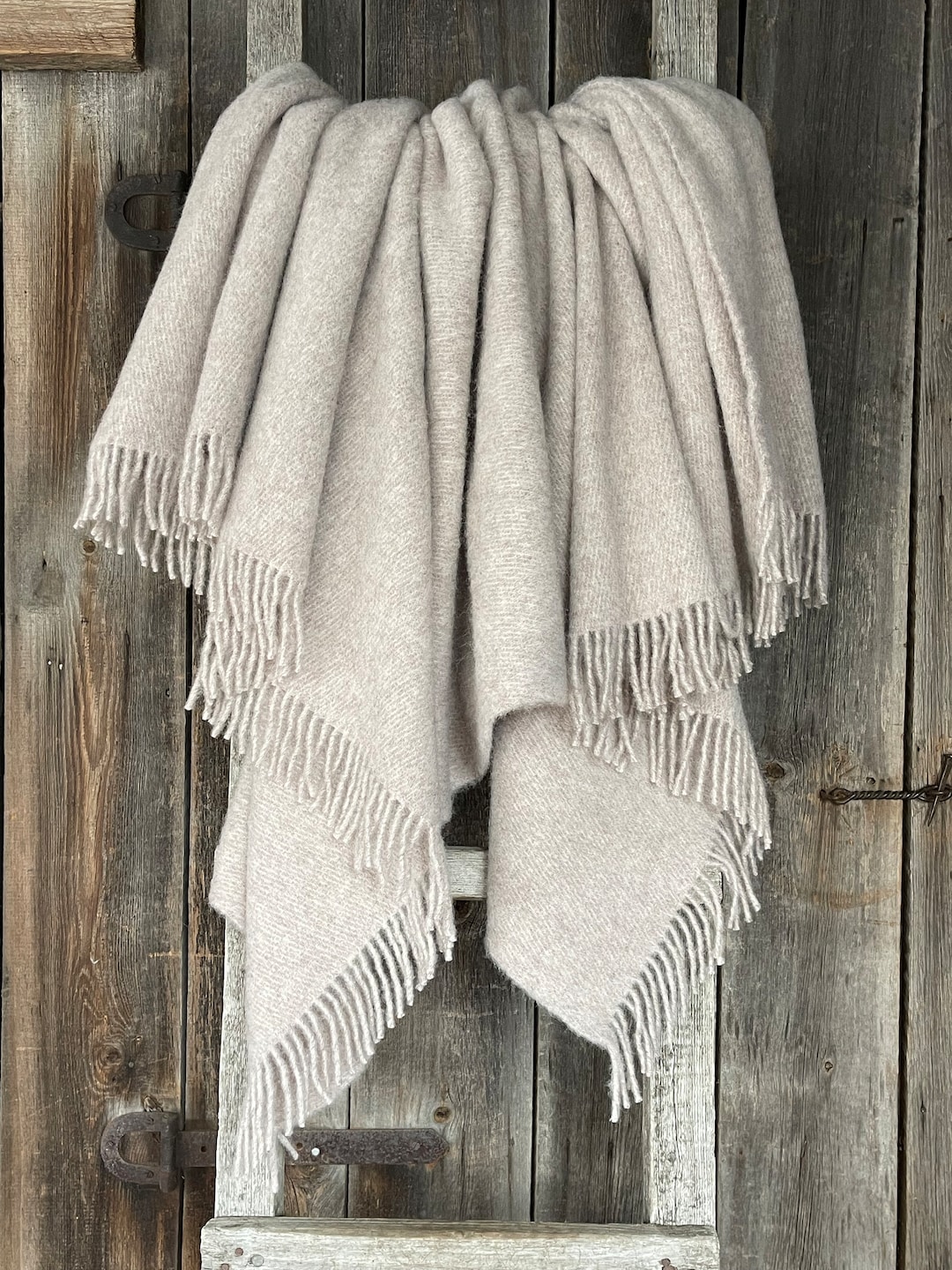 Beige Wool Throw Blanket XL Size Light Beige Wool Throw Blanket With ...