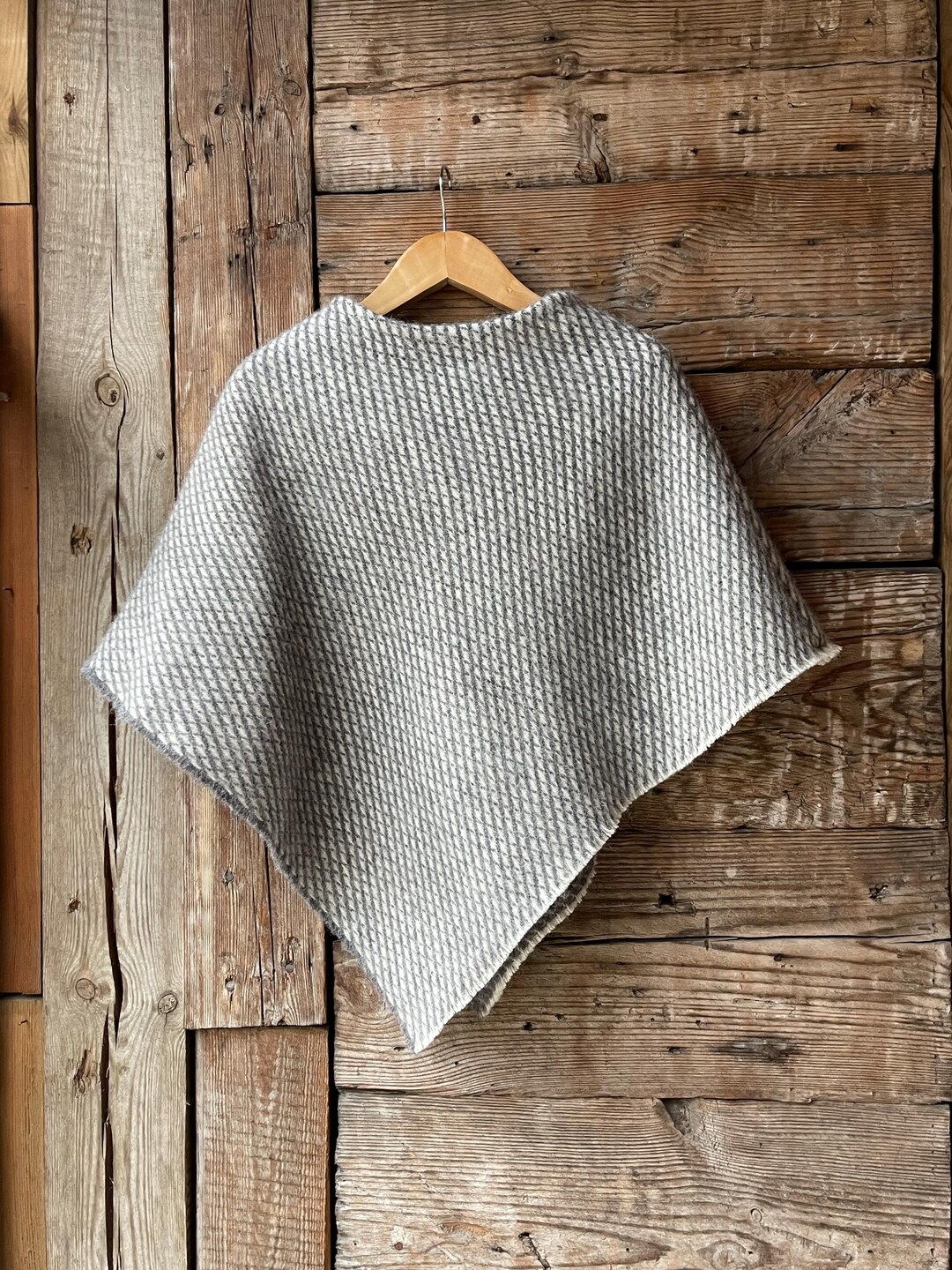 Grey Wool Poncho Light Grey Lambswool Blanket Ladies Poncho Cape Pure ...