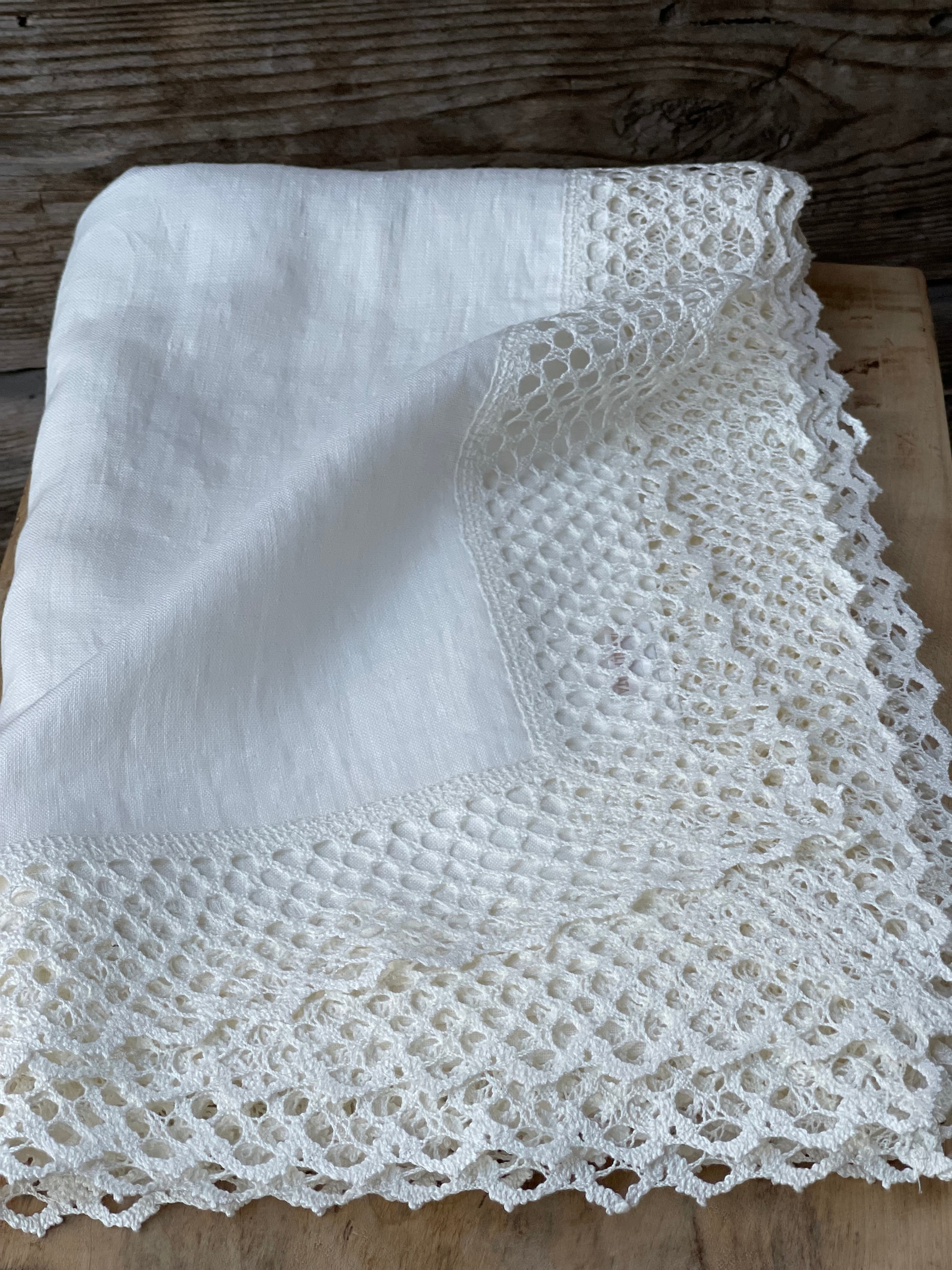 White Linen Tablecloth Laced Linen Tablecloth Dining Tablecloth Linen ...