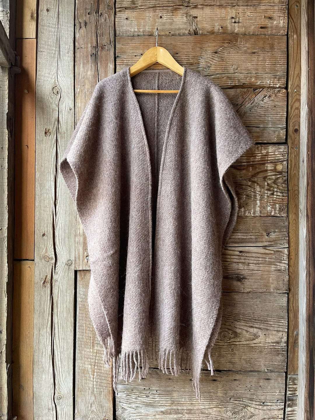 Brown Wool Blanket Open Front Poncho Cape Wrap Brown Alpaca&lambswool ...