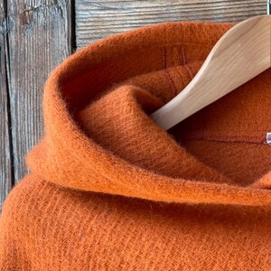 Orange Wool Poncho Cape Hooded Orange Ladies Poncho Orange Poncho Cape ...