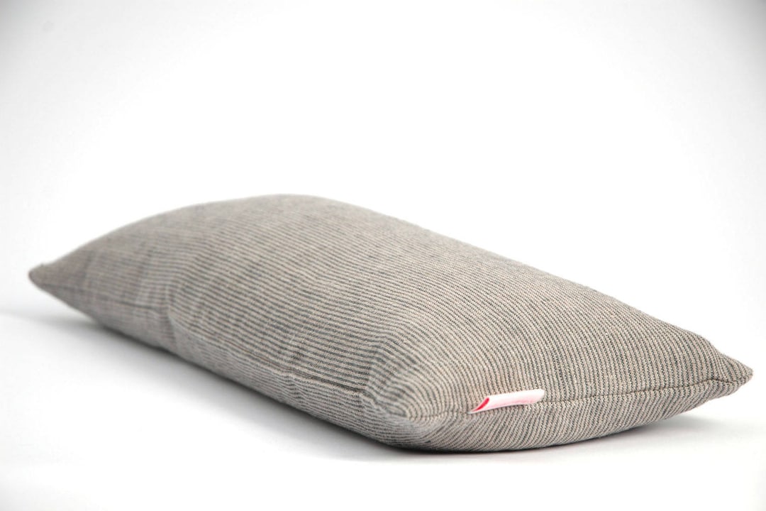 Small Buckwheat Pillow, Grey Striped Linen Pillow, Travel Pillow, Neck ...