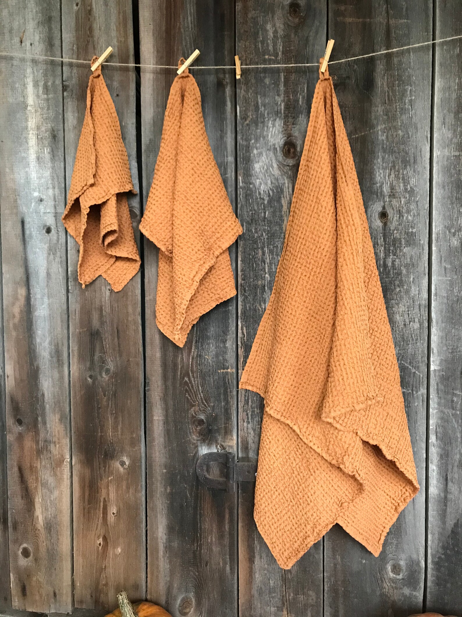 XXL Size Ochre Orange Linen Waffle Bath Towel Old Gold Orange | Etsy