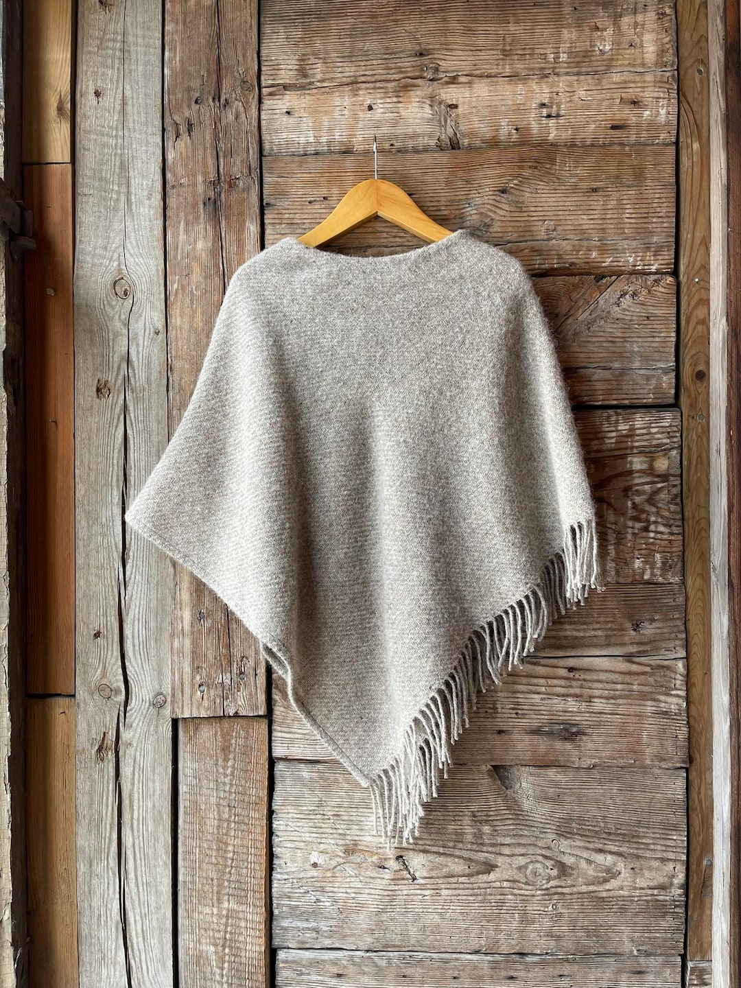 Beige Alpaca Wool Poncho Cape Beige Pure Wool Ponchos Medium Lenght Lambswool/baby Alpaca Mix ...