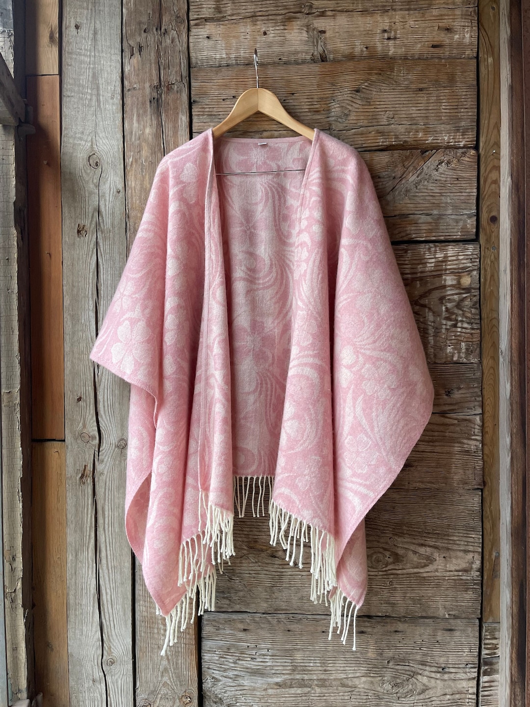 Soft Pink Open Cape Poncho for Women and Men Cashmere Wool Blanket ...