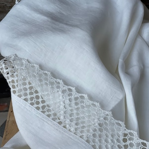 White Linen Tablecloth Laced Linen Tablecloth Dining Tablecloth Linen ...