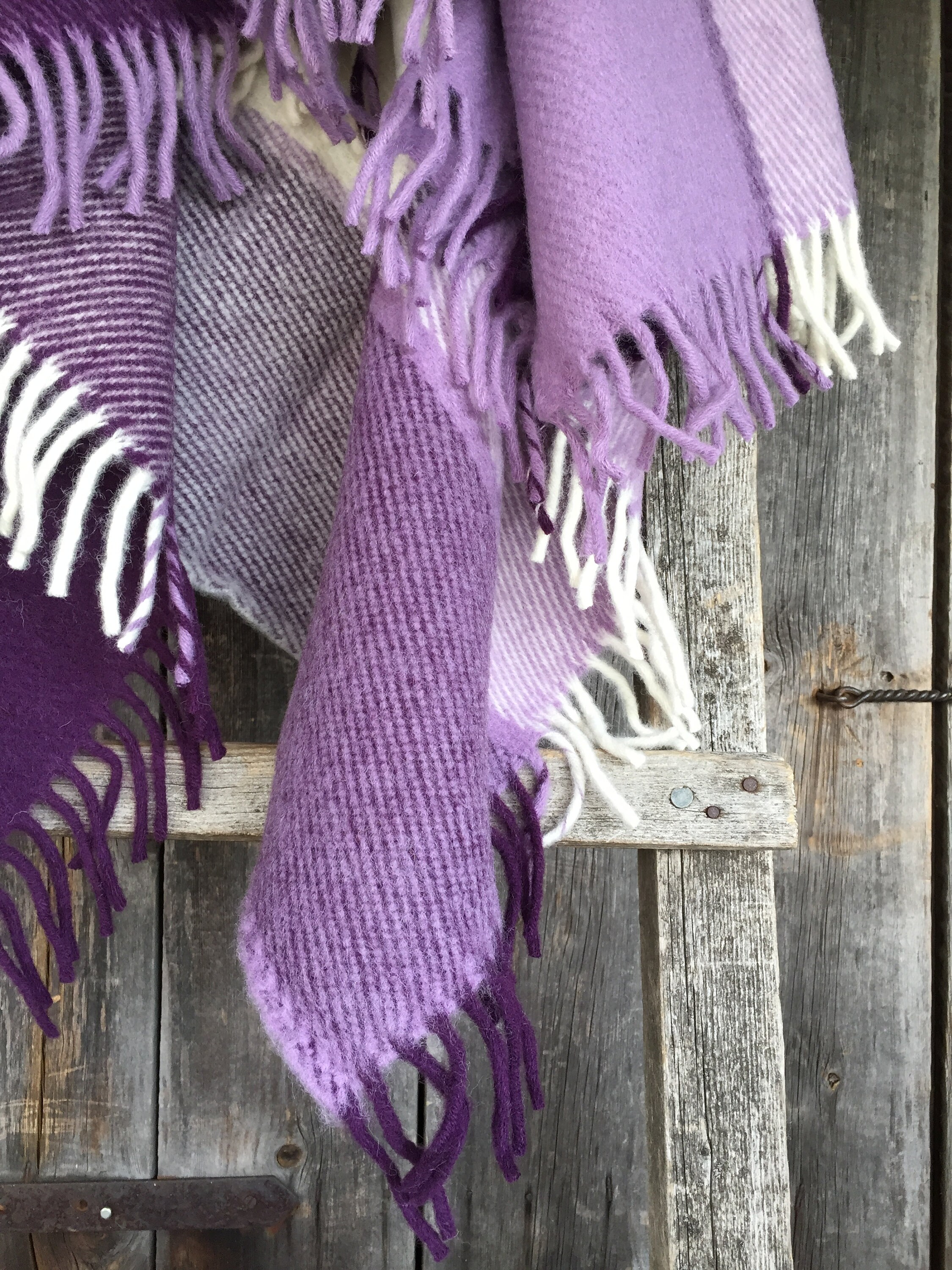 Lilac/lavender/wite Large Check Wool Throw Blanket With | Etsy