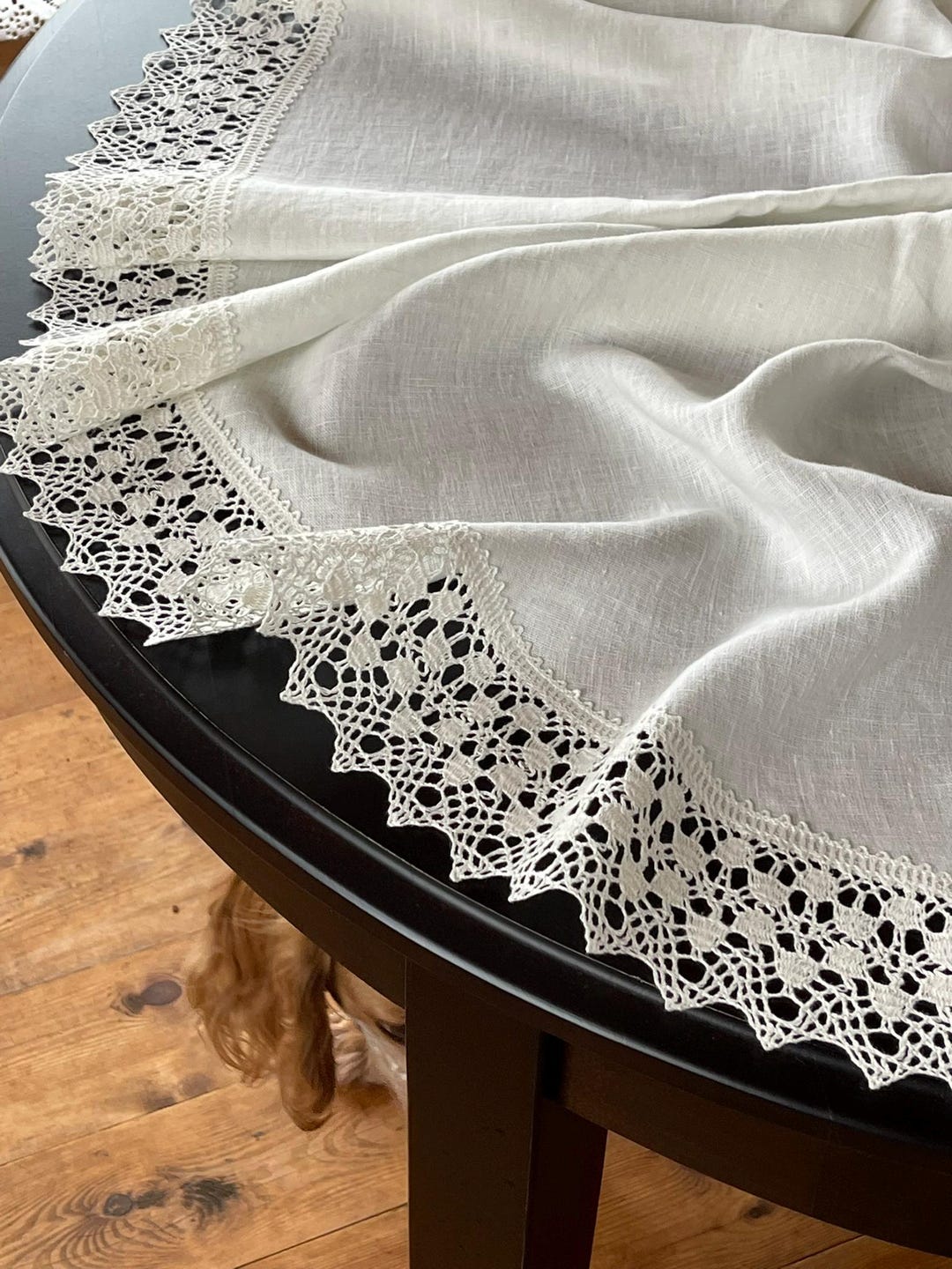 White Linen Tablecloth Floral Linen Lace Pure Linen Tablecloth Dining ...