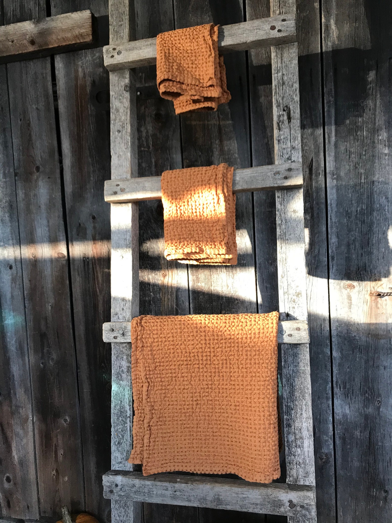 XXL Size Ochre Orange Linen Waffle Bath Towel Old Gold Orange | Etsy