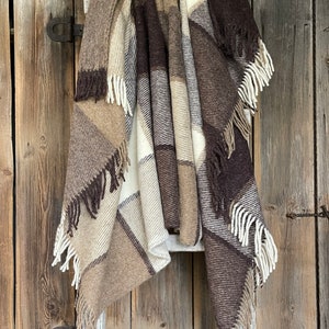 Brown Wool Throw Blankets Lambswool Throw Blanket With Fringes, Brown ...