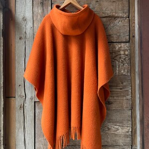 Orange Wool Poncho Cape Hooded With Fringes Orange Poncho Cape Long ...