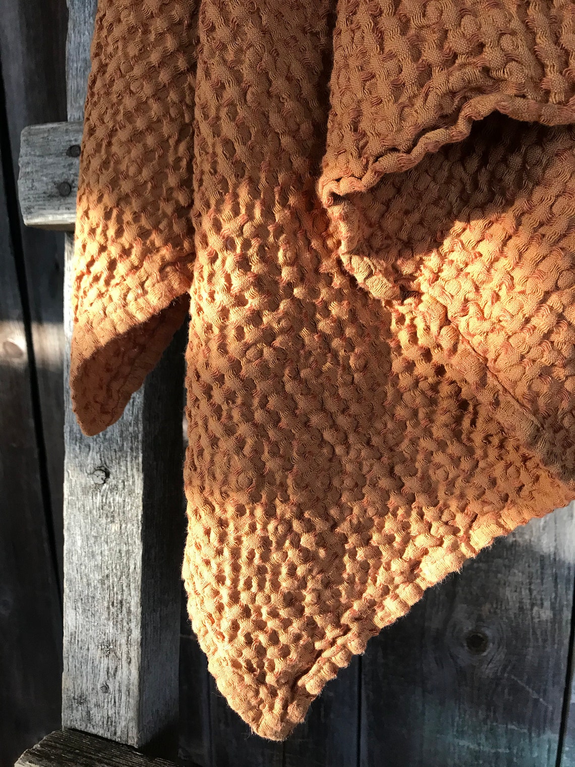 XXL Size Ochre Orange Linen Waffle Bath Towel Old Gold Orange | Etsy