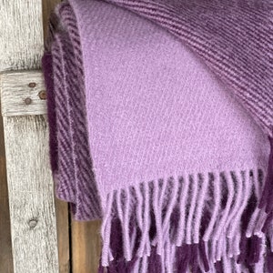 Lilac/lavender/wite Large Check Wool Throw Blanket With Fringes Purple ...