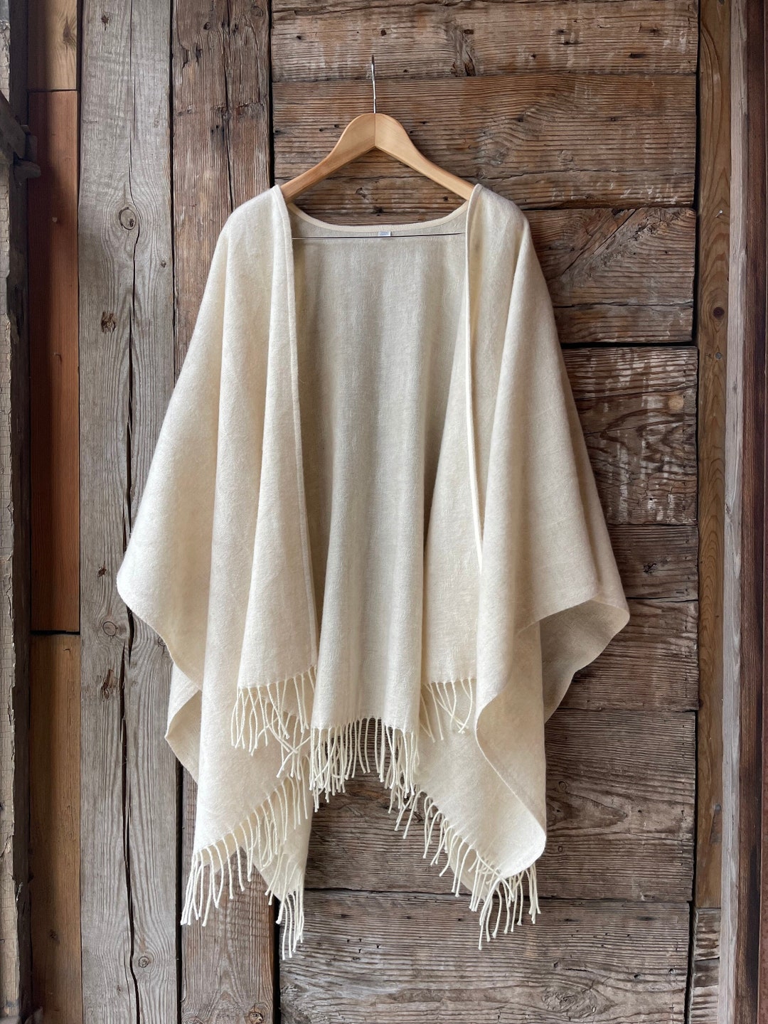 Sand Beige Open Cape Poncho for Women and Men Cashmere Wool Blanket ...