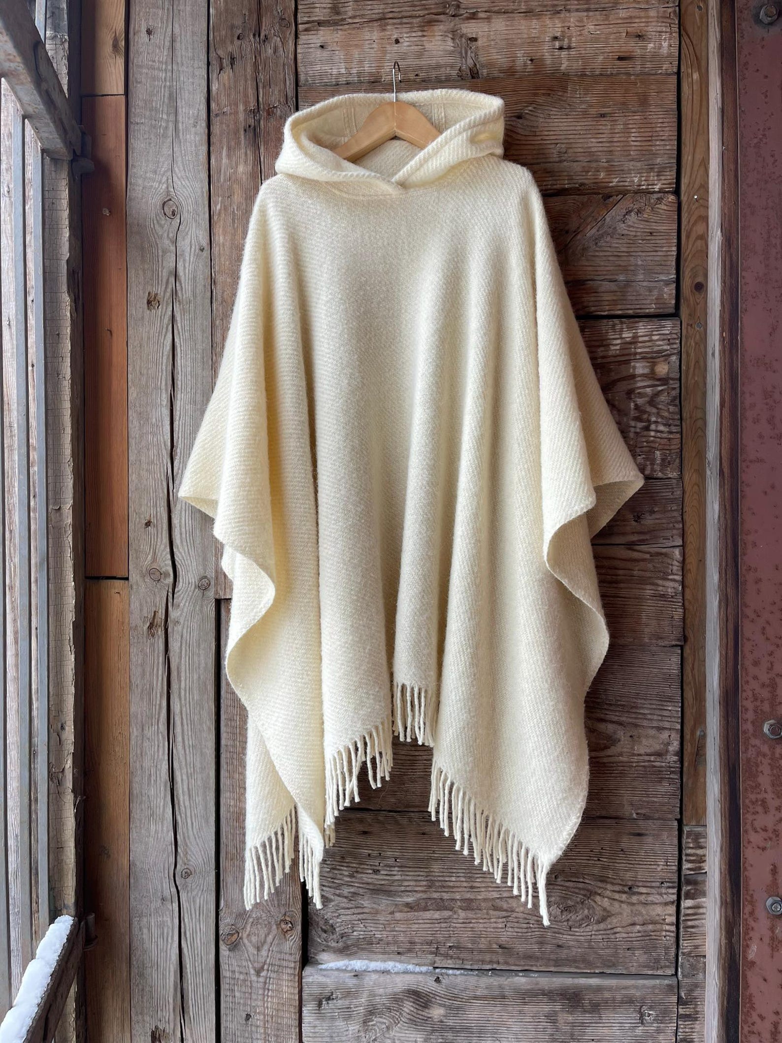 Cream Alpaca Wool Blanket Poncho With Hood Creamy White Baby Alpaca ...