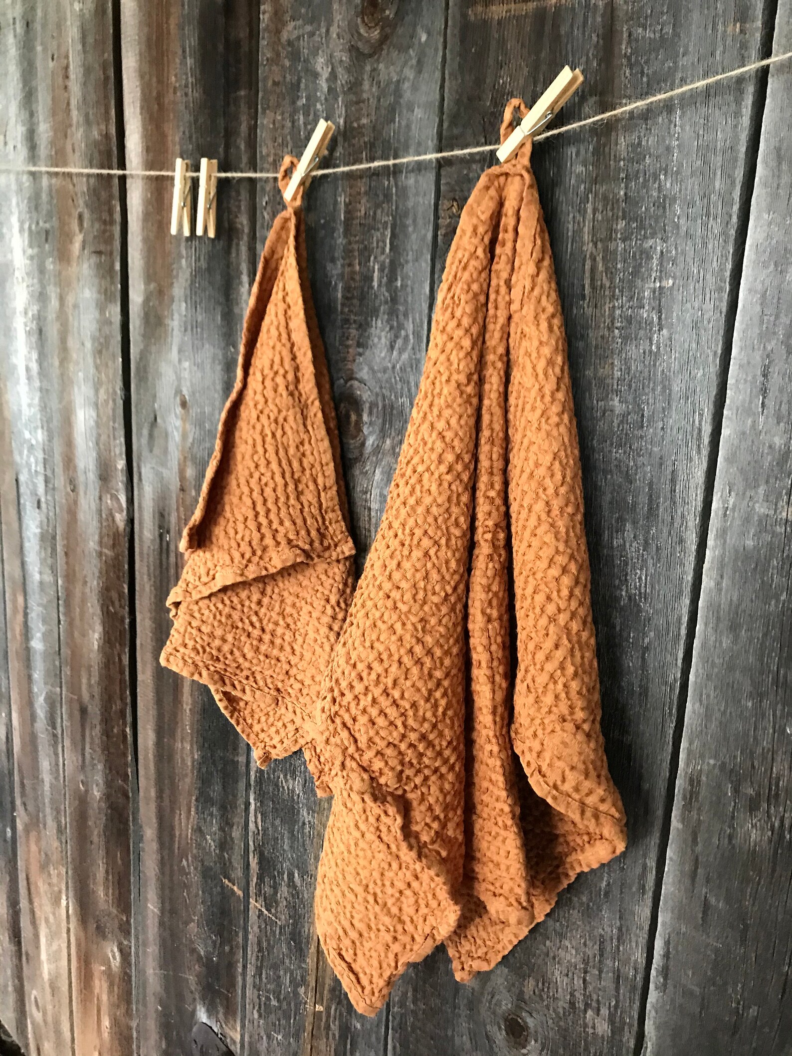 XXL Size Ochre Orange Linen Waffle Bath Towel Old Gold Orange | Etsy