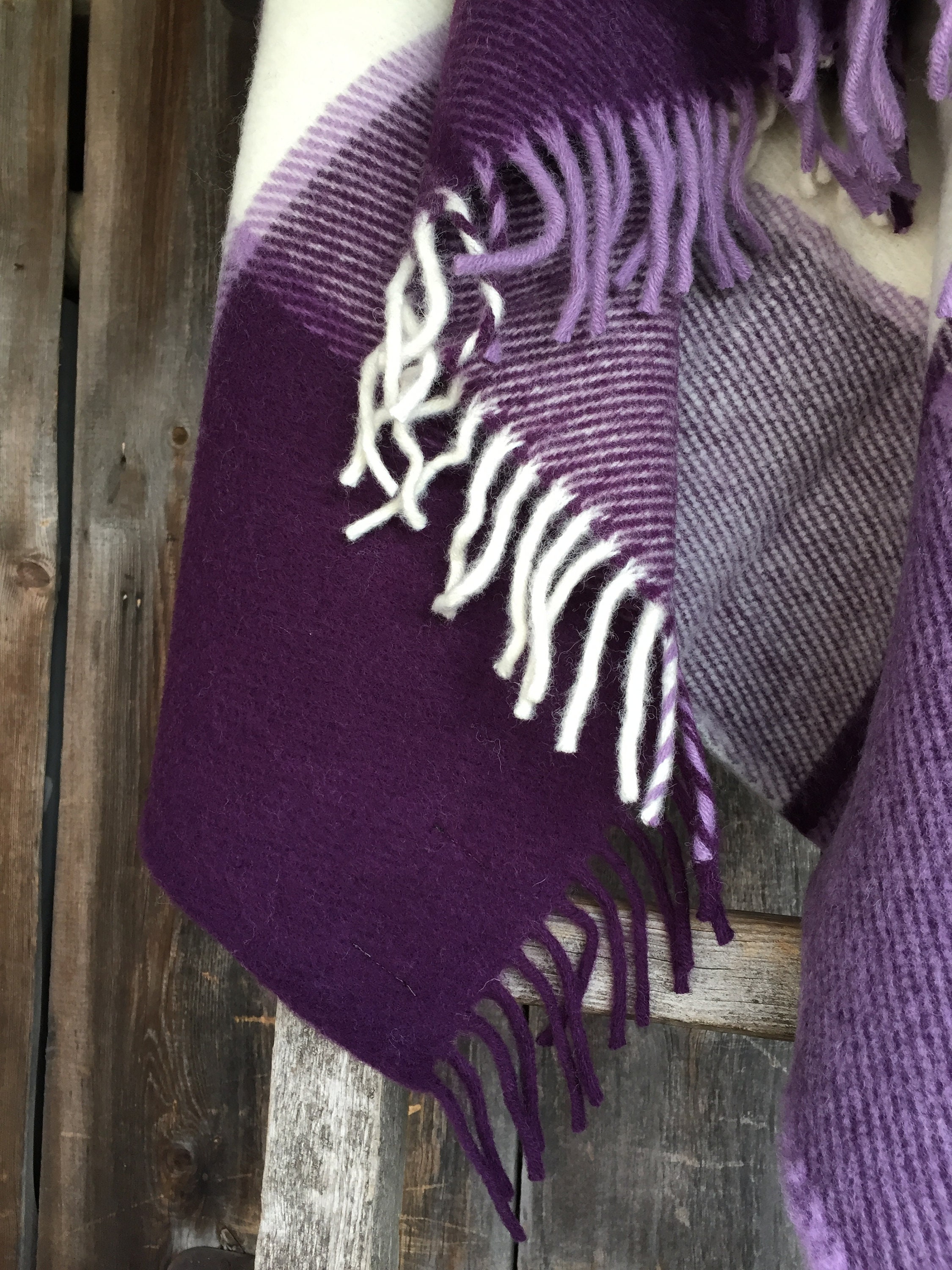 Lilac/lavender/wite Large Check Wool Throw Blanket With | Etsy